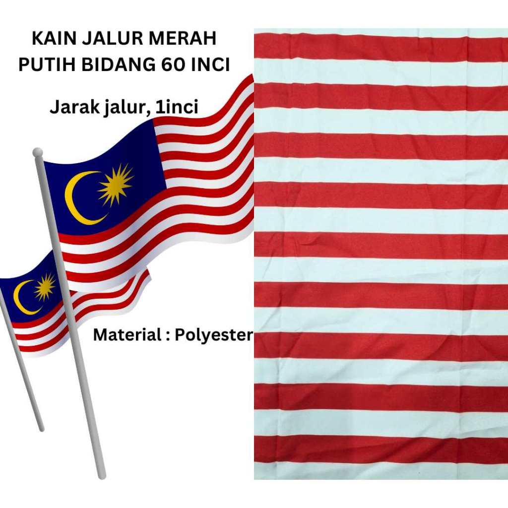 Kain Merdeka Kain Jalur Merdeka Bidang 60inci besar (size jalur 1inci ...