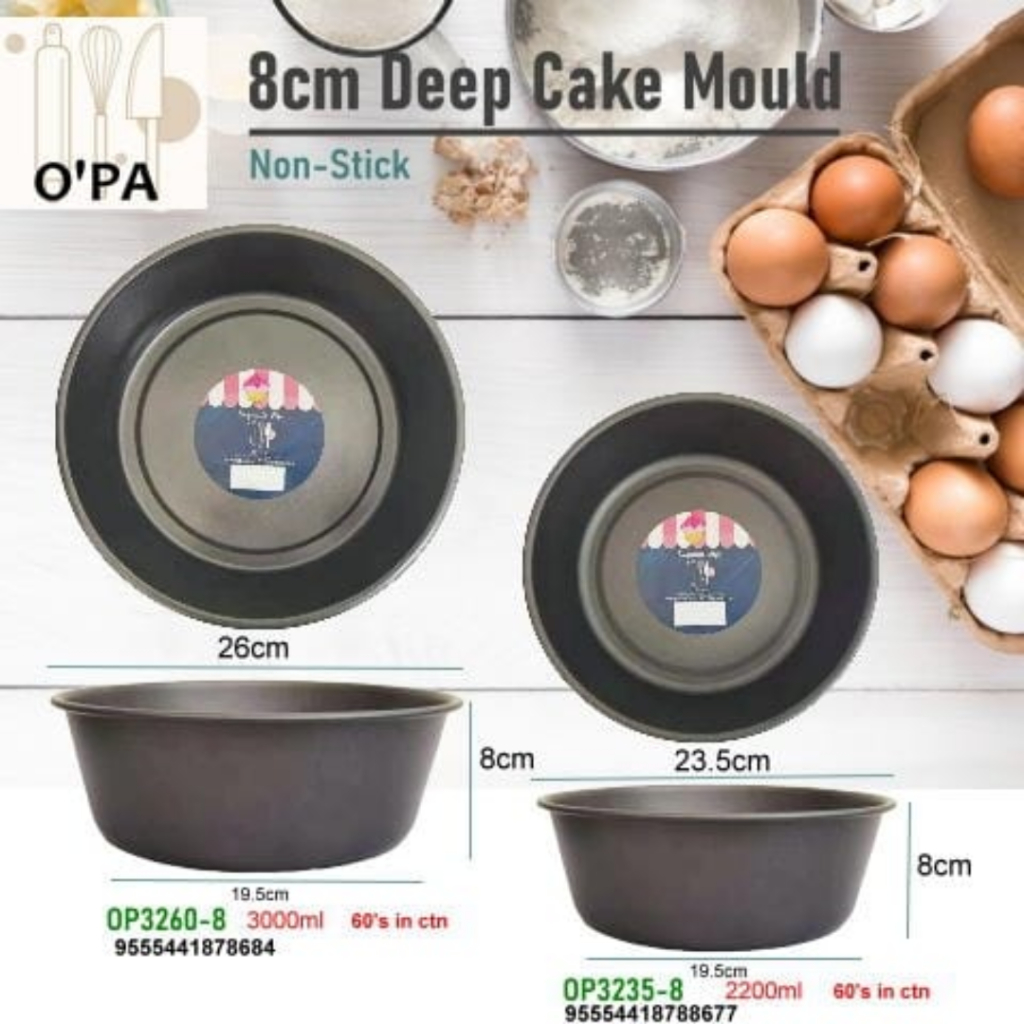 Non-stick 8CM deep cake mould/Acuan kek dalam yang tidak melekat/26cm ...