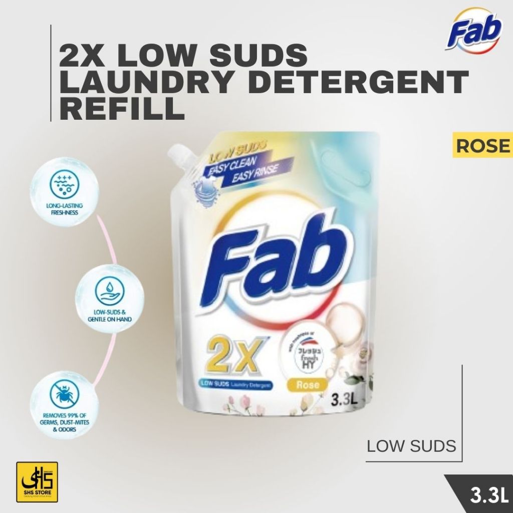 Refill Pack!! New!! Fab 2X LOW SUDS Laundry Detergent Rose 3.3L ...