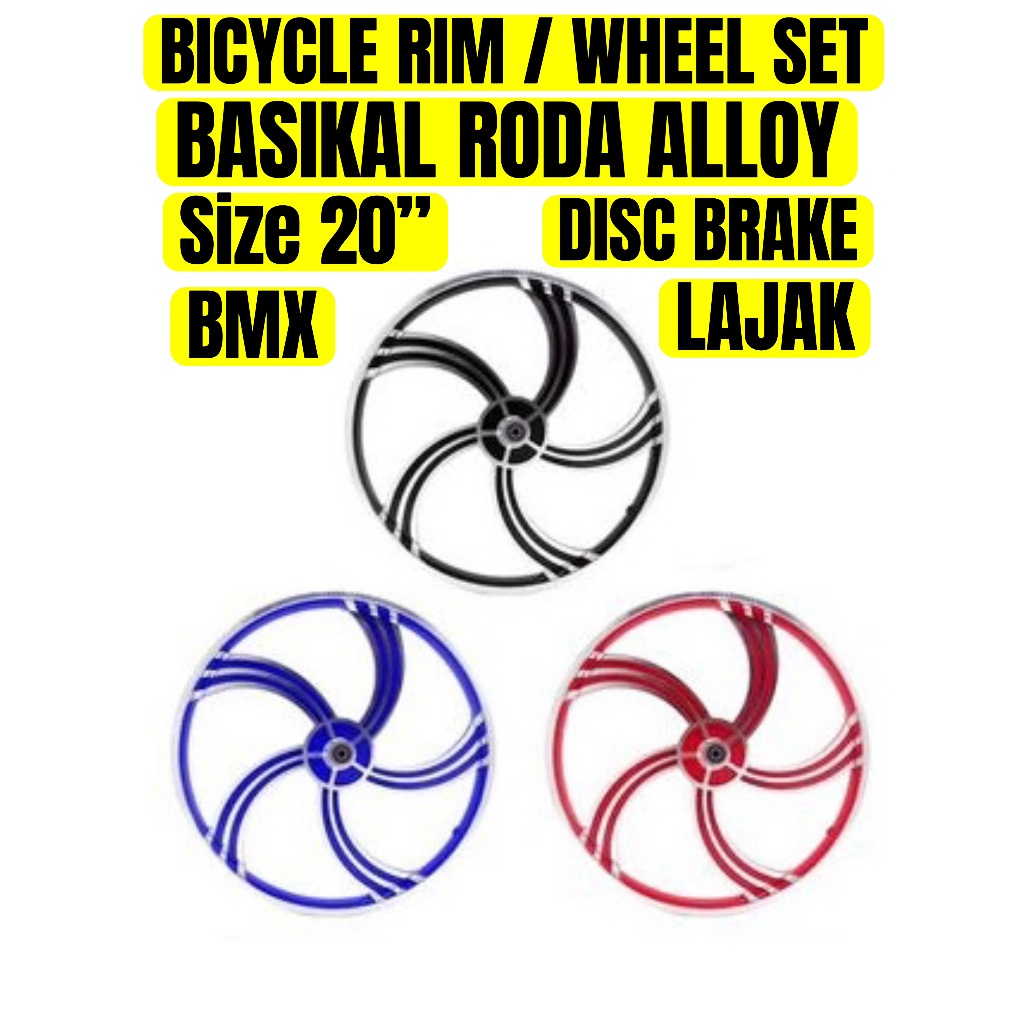 BICYCLE ALLOY ALUMINIUM WHEEL SET SPORT RIM WADO RODA ALOI 5 KAKI ...
