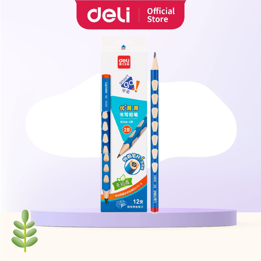 Deli Jumbo Graphite Pencil Extra Thick Extra Grip Triangular Barrel 2B ...