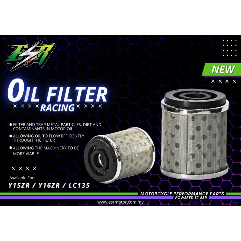 ESR MOTOR OIL FILTER RACING STEEL REUSE YAMAHA Y15ZR Y16ZR LC135 SRL115 ...