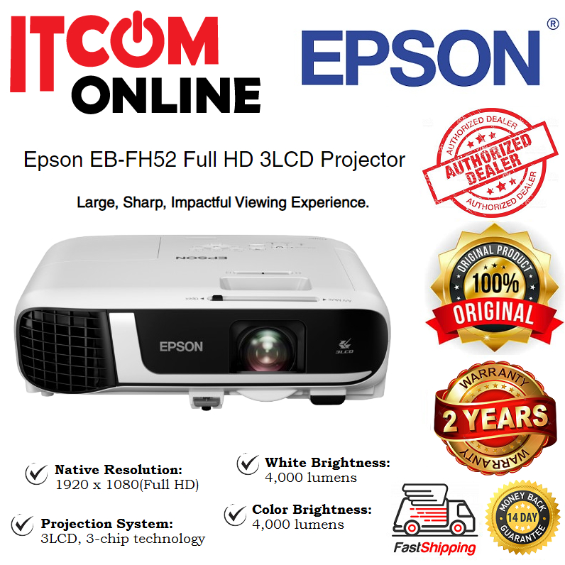 EPSON 3LCD FULL HD (1920 x 1080) 4000 LUMENS (USB/VGA/HDMIX2) PROJECTOR ...