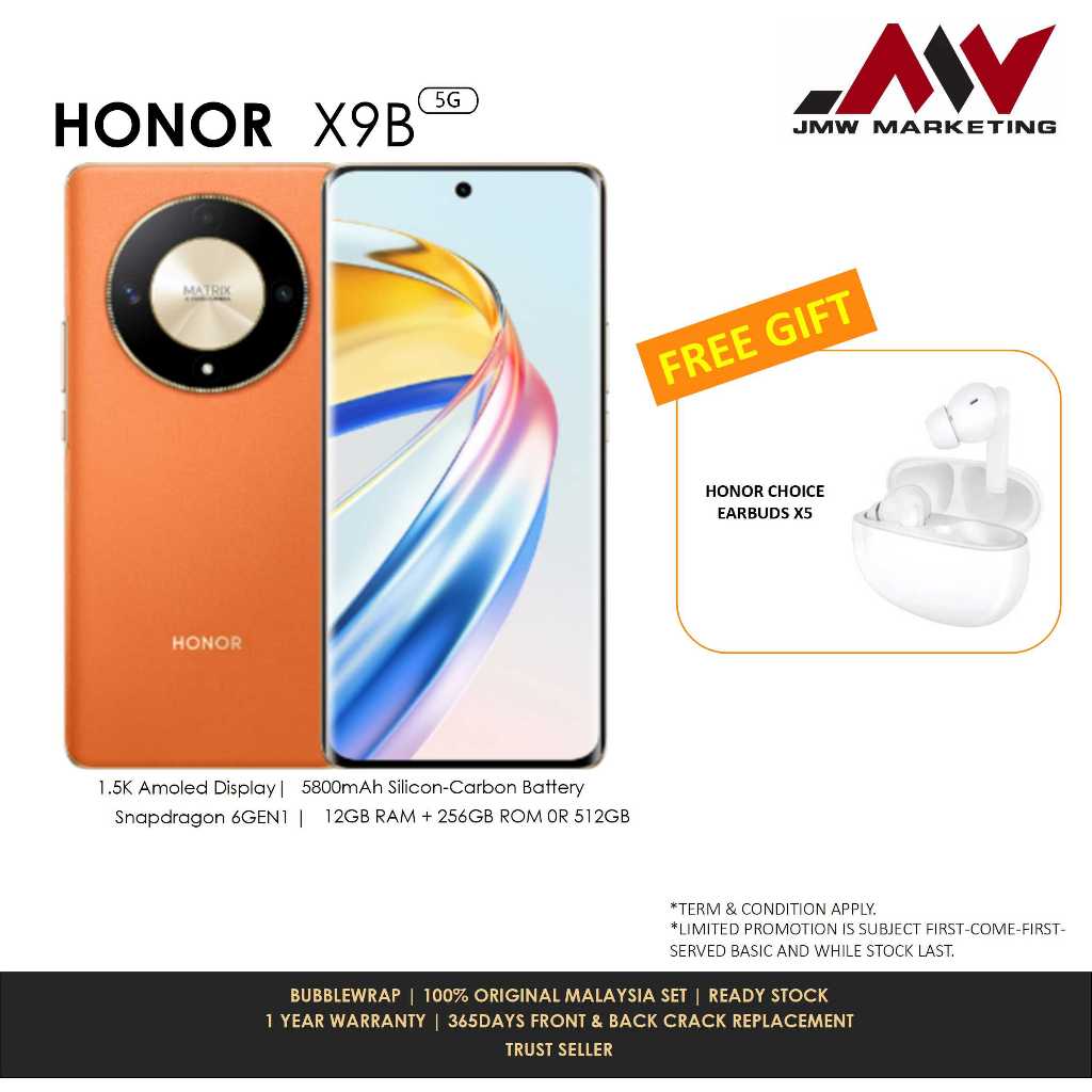 HONOR X9B 5G ORIGINAL FREE GIFT SET [12GB+8GB RAM | 256GB] [12GB+8GB RAM | 512GB] | Shopee Malaysia