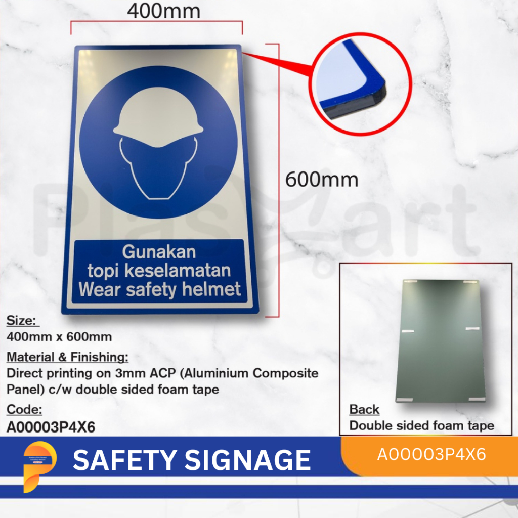 Safety Signage - Gunakan Topi Keselamatan . Wear Safety Helmet | Shopee ...