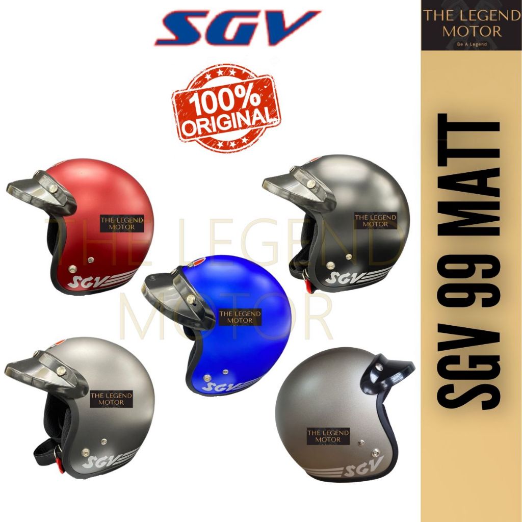 SGV 99 MATT Special Edition Green Red Black Blue Grey Helmet Double D ...