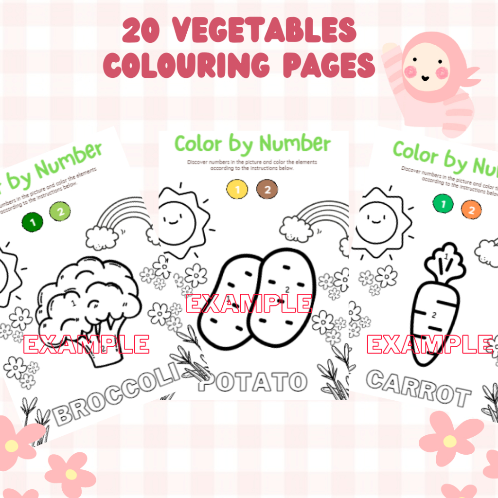 [PDF/SOFTCOPY] 20 Vegetable Number Coloring Pages For Kids Adult ...