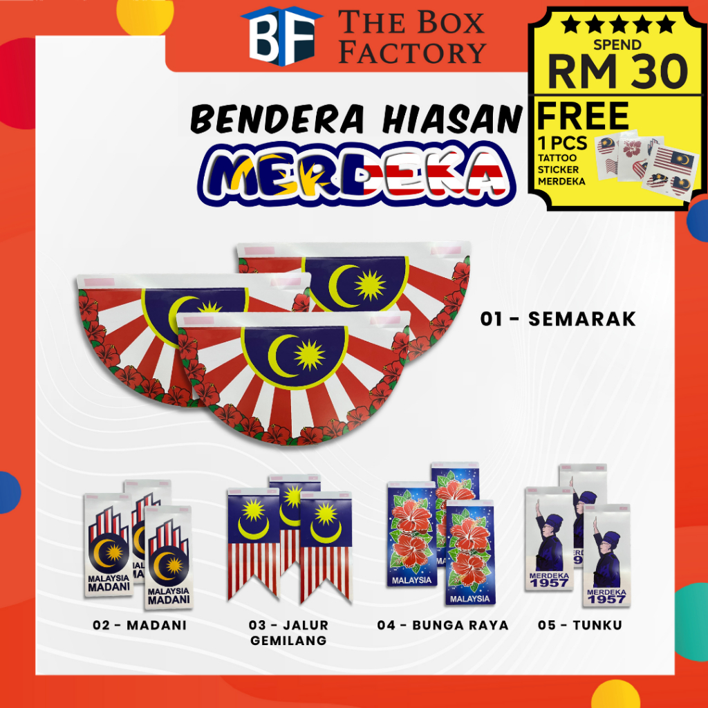 TBF Bendera Hiasan Merdeka Semarak Jalur Gemilang Madani Bunga Raya ...