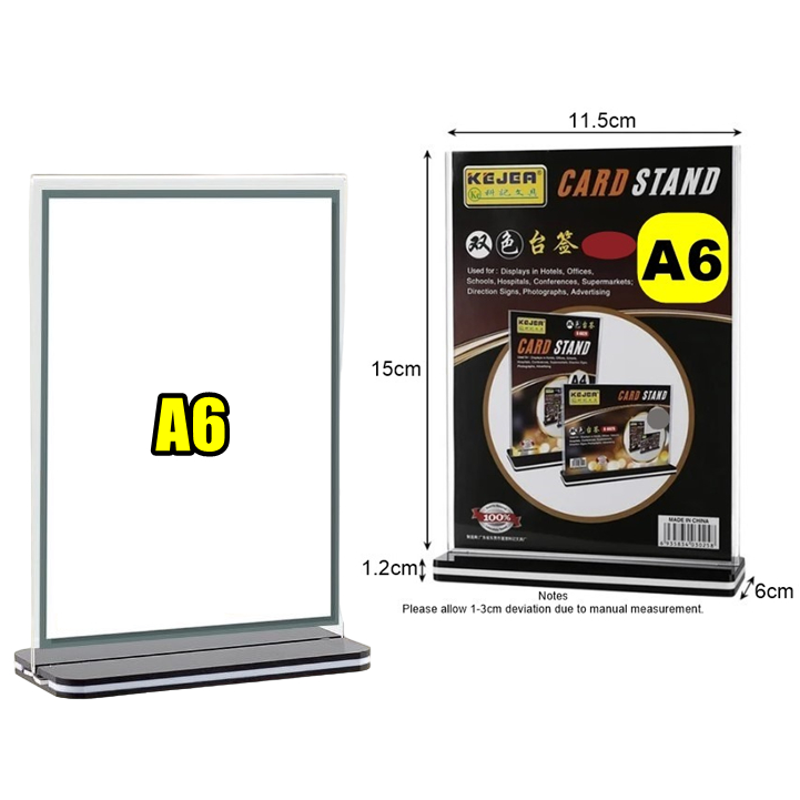 Menu Meja Menu Makan A6 Acrylic Display Stand T-Shape Card Stand Double ...
