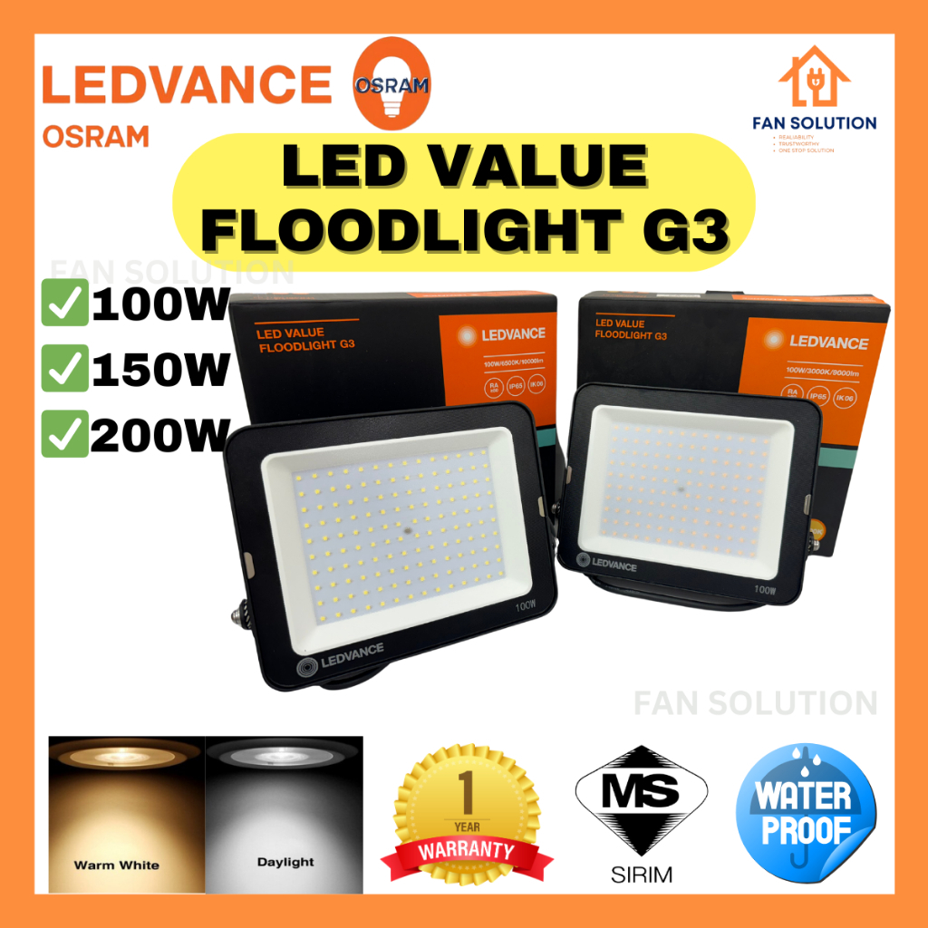 OSRAM LEDVANCE LED VALUE FLOODLIGHT G3 OUTDOOR/LED SPOTLIGHT 100W/150W ...