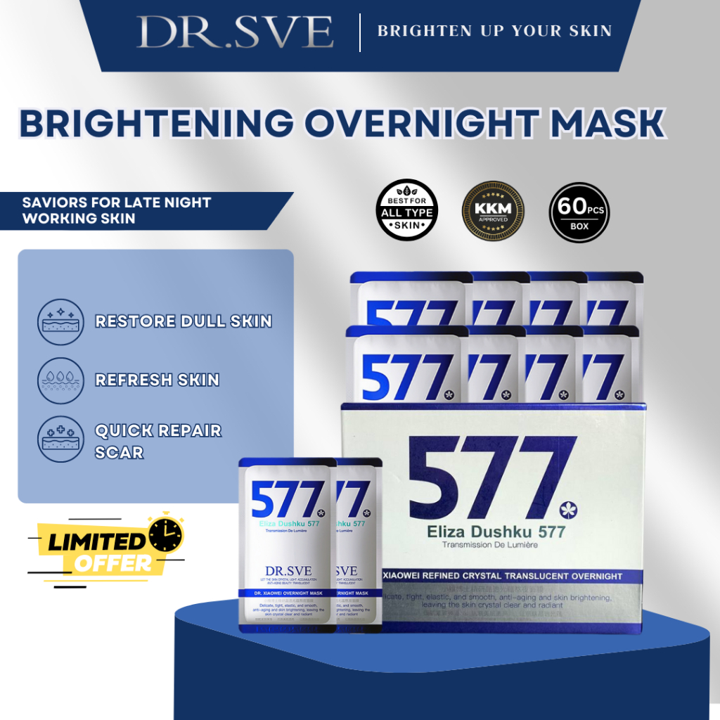 [60PCS] DR.SVE 577 Refined Crystal Translucent Brightening And Whithening Overnight Mask ...