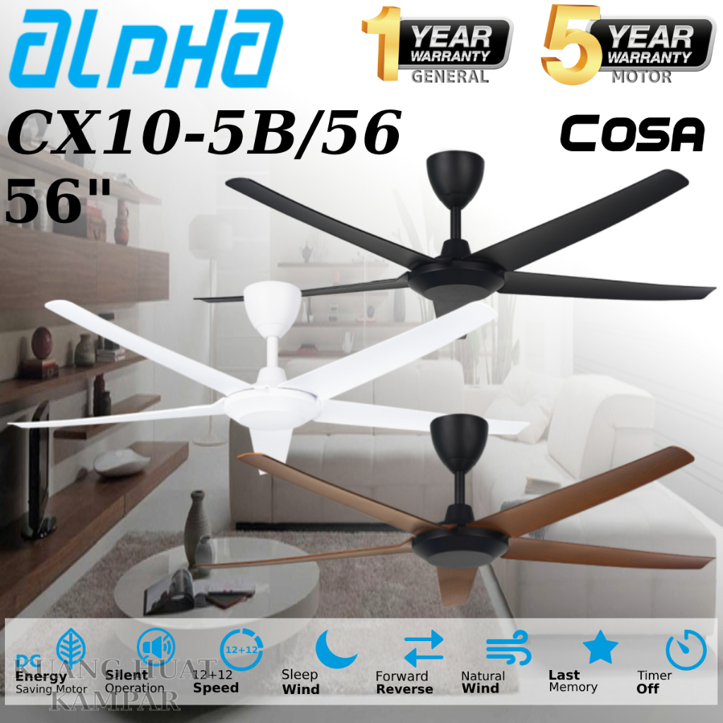 ALPHA COSA 40" / 56" CX10-5B/40 / CX10-5B/56 DC MOTOR CEILING FAN WITH ...