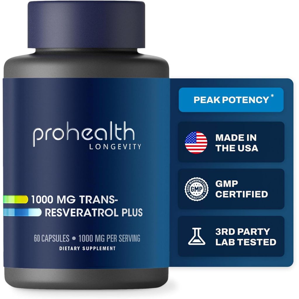 ProHealth 1000 MG Trans-Resveratrol Plus (60 Capsules, 1000 mg per ...