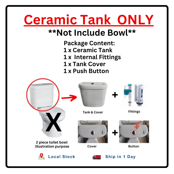 Ceramic Water Tank Only For 2 piece toilet bowl with Cistern And Lid ...