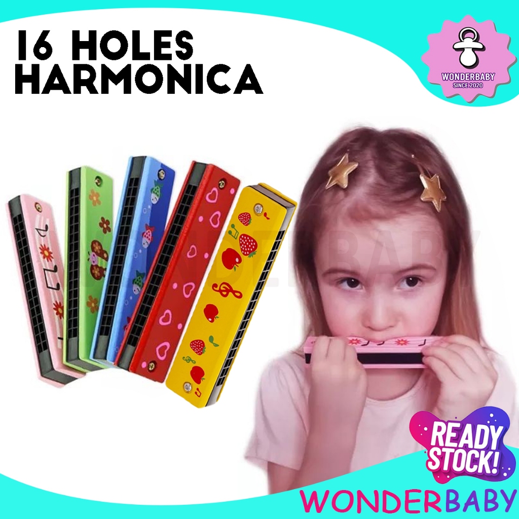 Wonderbaby👼 16 Holes Wooden Harmonica | Kids Musical Instrument ...