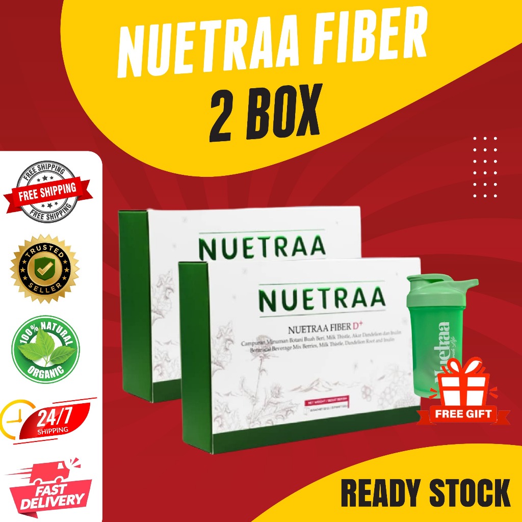 2 Box Nuetraa fiber D+ Hebat (Minuman Fiber terbaik untuk masalah usus ...
