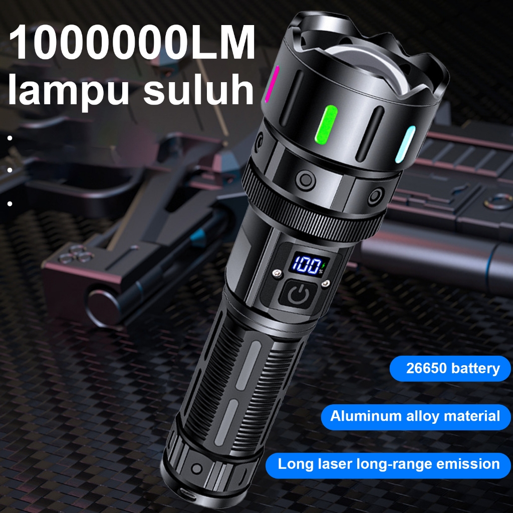 Torch Light Super Bright Flashlight RechargeableTorch Lampu Suluh Led ...