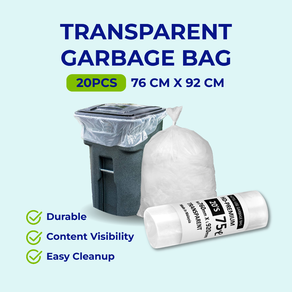 Transparent Garbage Bag 30''x 36" 20pcs Clear Rubbish Bag on roll ...