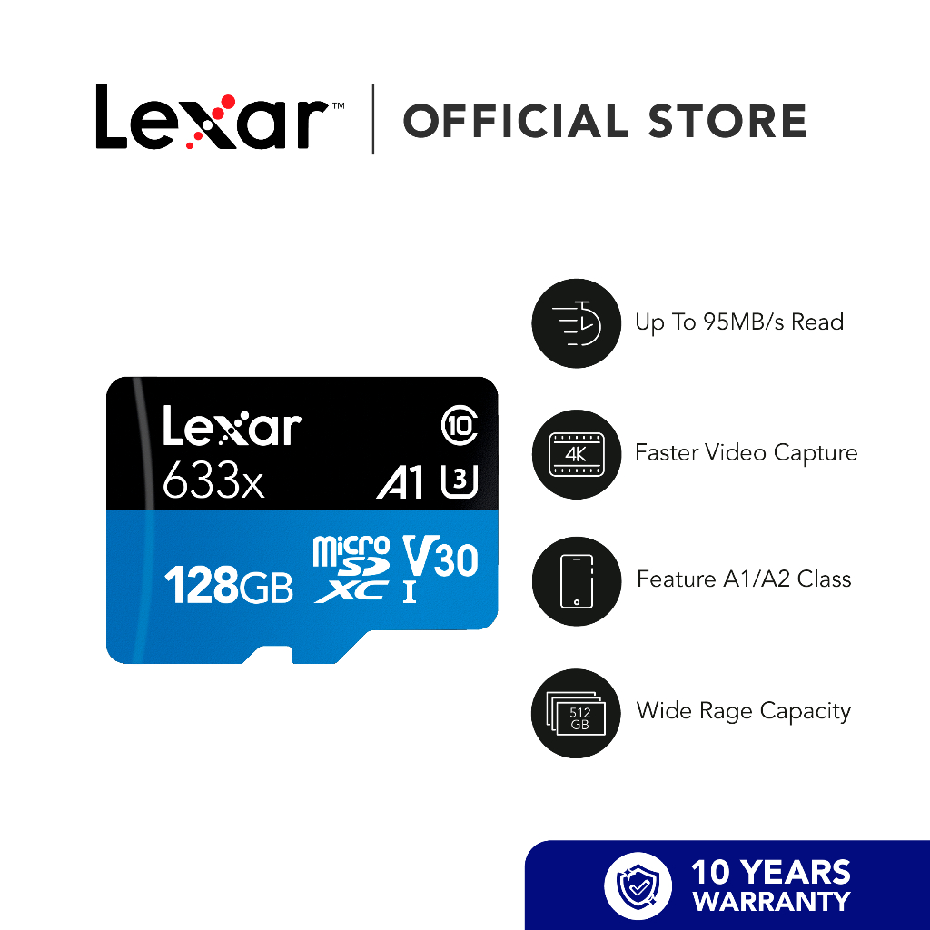 Lexar 128GB High Performance 633x microSDHC /microSDXC UHS-I (No adapter) RW up to 95/45 MB/s ...