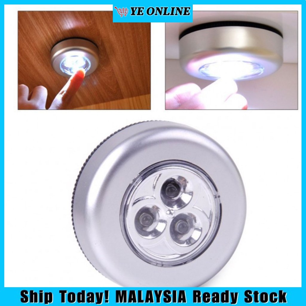 Tap Touch Control Lamp Mini Wireless LED Push Light Wall Rack Cabinet ...