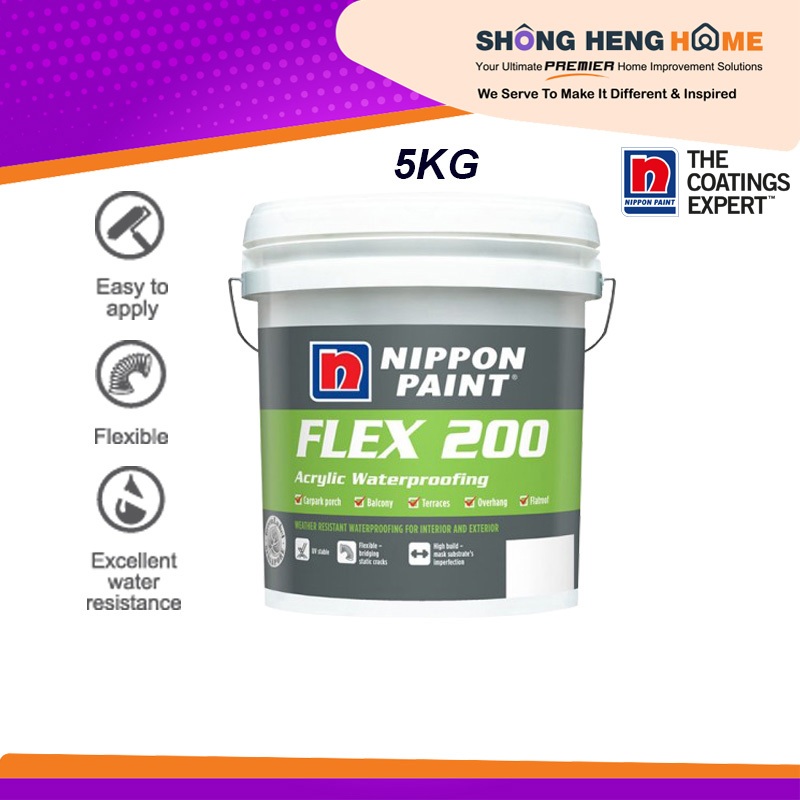 5KG Nippon Paint FLEX 200 Waterproofing - White / Grey | Shopee Malaysia