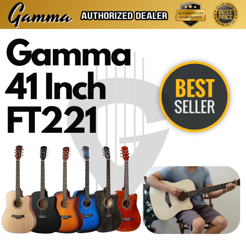 GAMMA Series 41 inch Acoustic Guitar FT221 6 strings (EBGDAE) Free bag ...