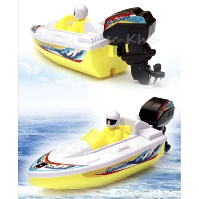1 PCS BATTERY OPERATED SPEED BOAT BOT MAINAN BOT LAJU BOAT WATER GAME ...