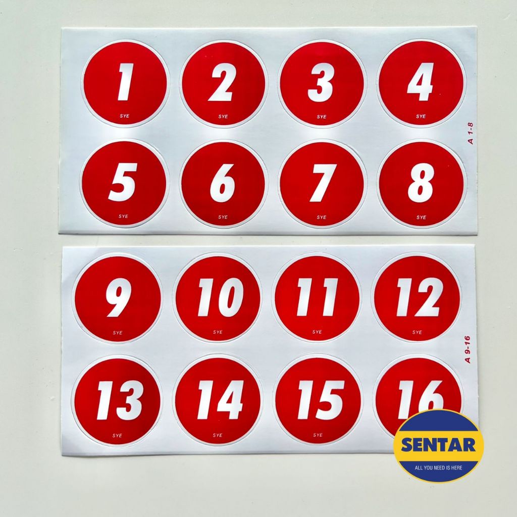 Table Number 1-8/ 9-16 SHIN-YIH A1-8/9-16 Sign Sticker 24.5cm x 12.3cm ...