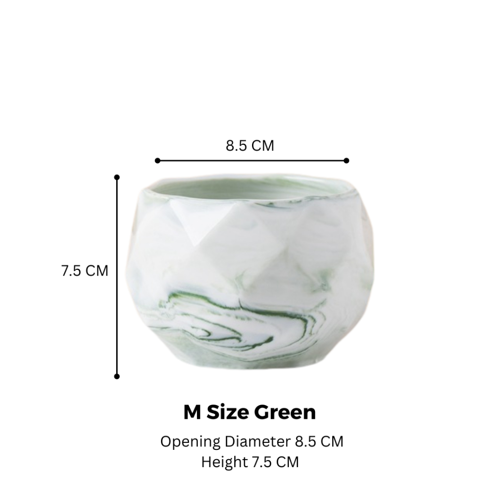 Aesthetic Ceramic Pot Marble Series Faceted Colorful For Succulent ...