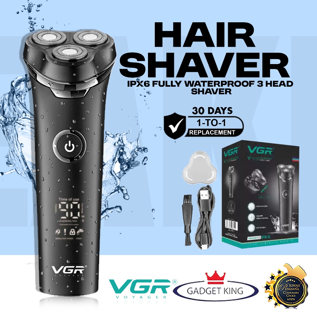 VGR V-329 Premium Cordless Rechargeable IPX6 Fully Waterproof 3 Head Electric Shaver Wet & Dry ...