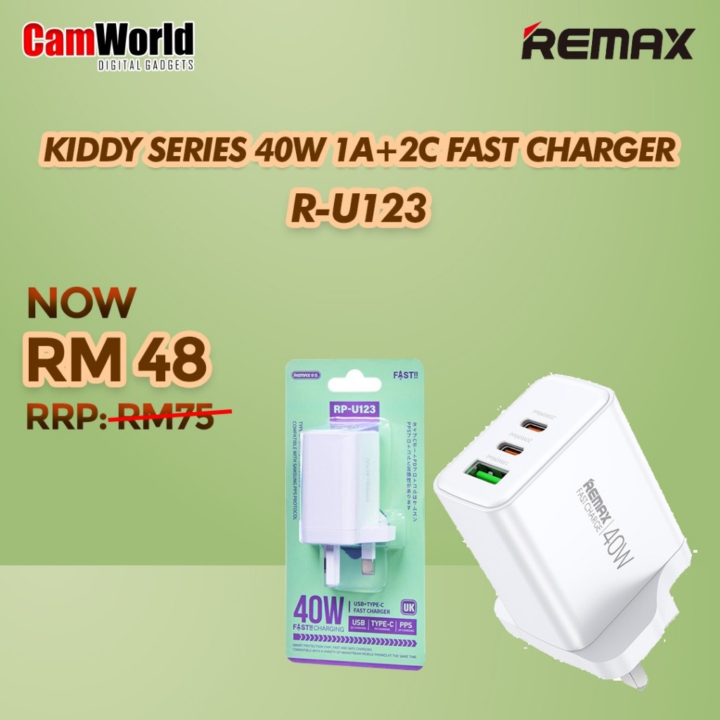 Remax Kiddy Series 40w 1A + 2C Fast Charger (R-U123) | Shopee Malaysia
