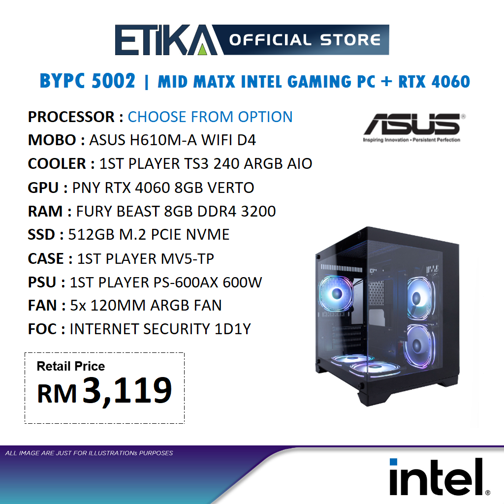 ETiKA BYPC 5002 | Mid INTEL MATX Gaming NEW DIY BUILD YOUR PC Desktop ...