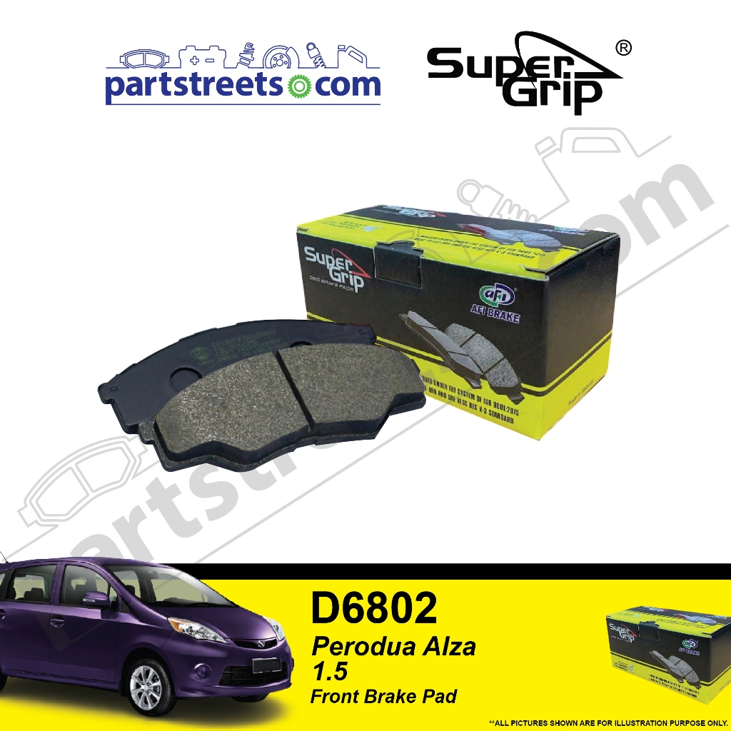 Super Grip Front Brake Pad - Perodua Alza 1.5 - D6802 (1set) | Shopee ...