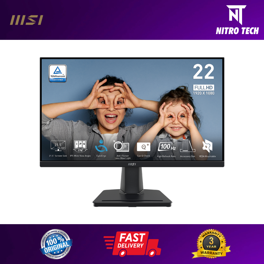 MSI PRO MP225 22" Professional Monitor (22" / FHD / IPS / 100HZ ...