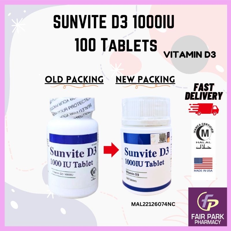 FPpharmacy Sunvite D3 (Vitamin D) 1000IU 100's (EXP: 12/2025) {REPLACE ...