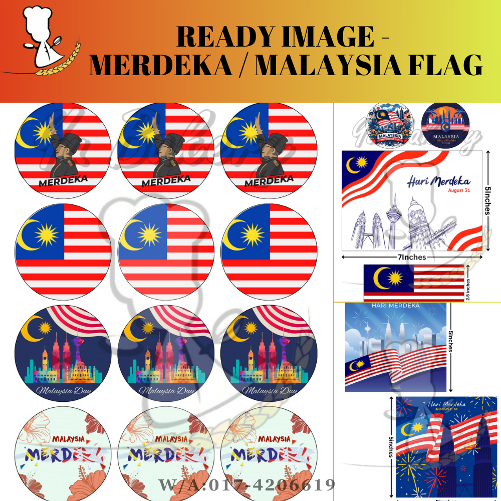 [Ready Image A4] Edible Image Icing Image Merdeka Theme/Malaysia Flag ...