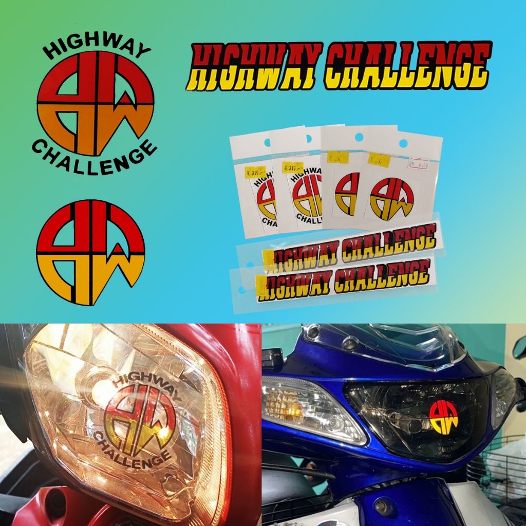 Sticker Motor HIGHWAY CHALLENGE Reflective Non Reflect Tampal Luar ...