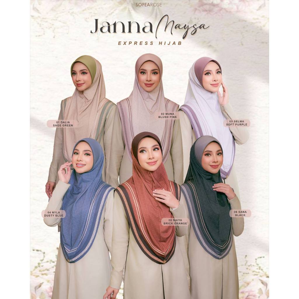SOFEAROSE JANNA & ATIYA MAYSA EXPRESS HIJAB TUDUNG SARUNG | Shopee Malaysia