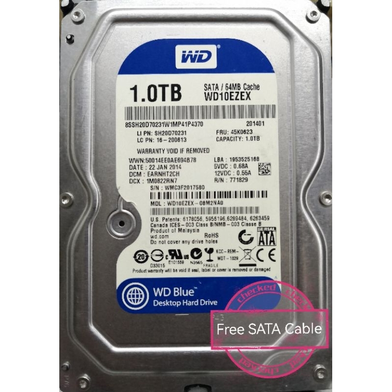 1TB SATA 3.5" WD Desktop PC Hard Disk HDD (100% Health Tested/Used ...