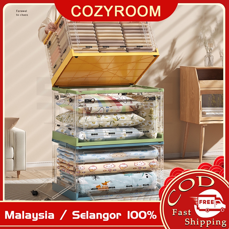 Portable Foldable Storage Box Transparent Storage Cabinet Stackable ...