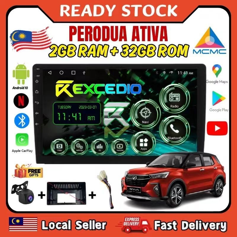 (Free Reverse Camera)1 Set Perodua Ativa 2021-2023 Android Player QLED ...