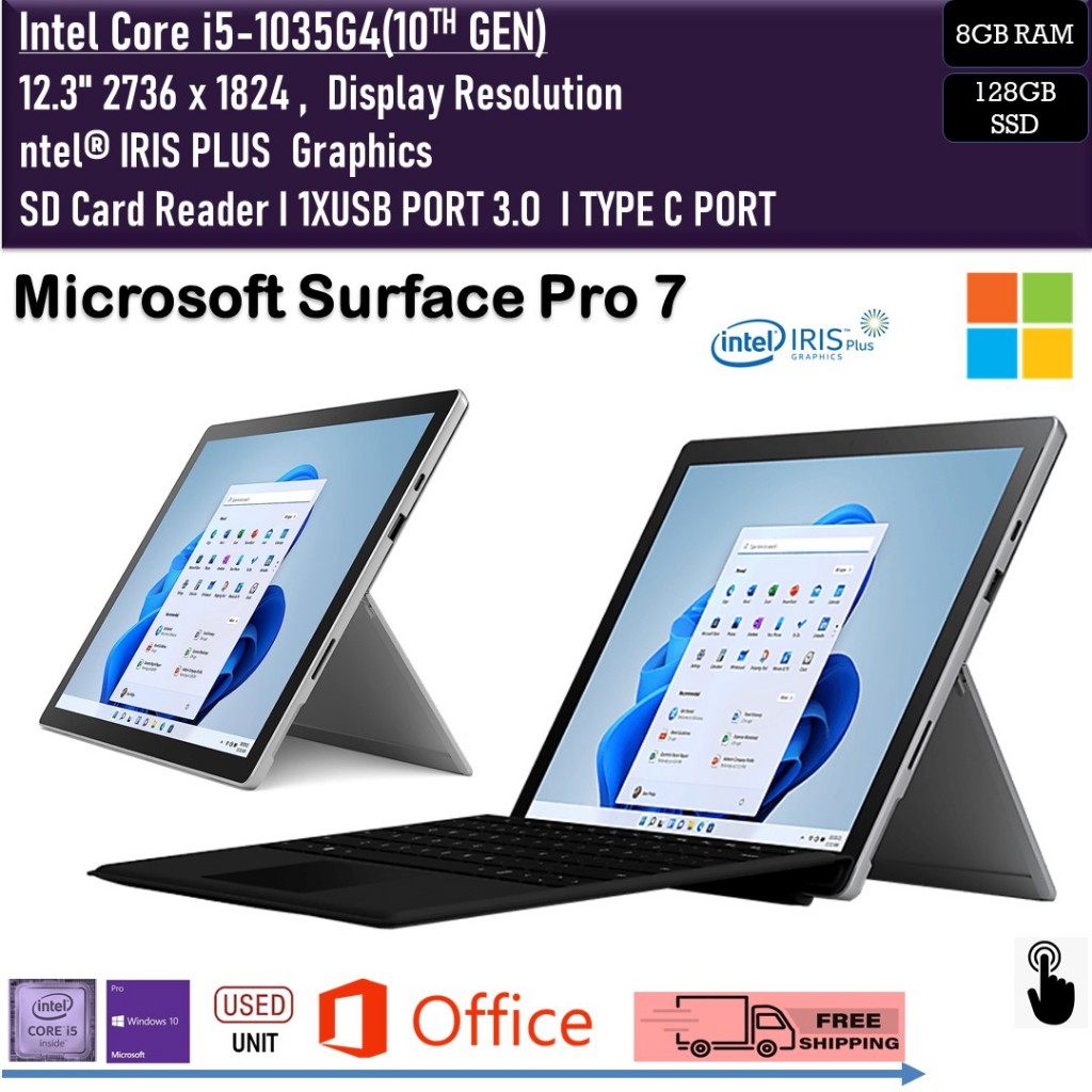 Microsoft Surface Pro 7/pro6/pro5 LTE/pro3 Intel Core i5- 8GB RAM 256GB SSD 12.5 INCH ...
