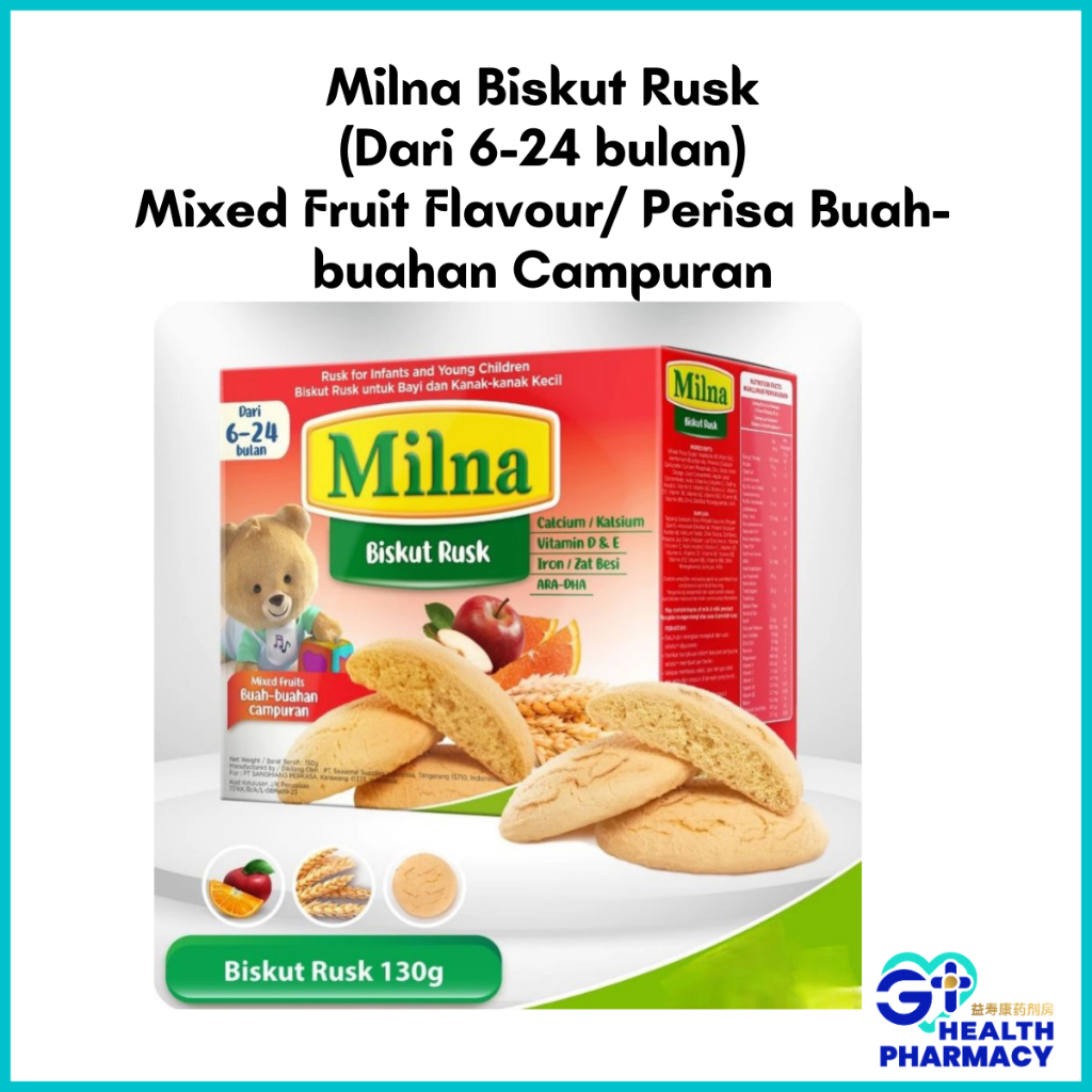 Milna Biskut Rusk (Dari 6-24 bulan) Mixed Fruit Flavour/Perisa Buah ...