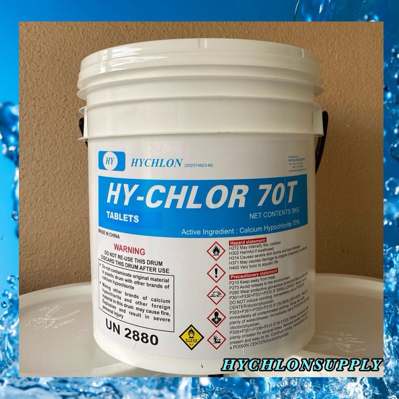 Chlorine HY-CHLOR 70%T Tablet 1inch 5Kg Swimming Pool Calcium ...
