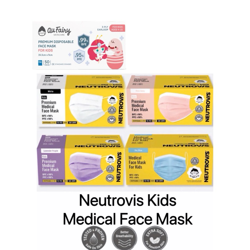 50s Neutrovis 3-Ply Kids Premium Cotton White/Pink Baby/Lavender/Basic ...