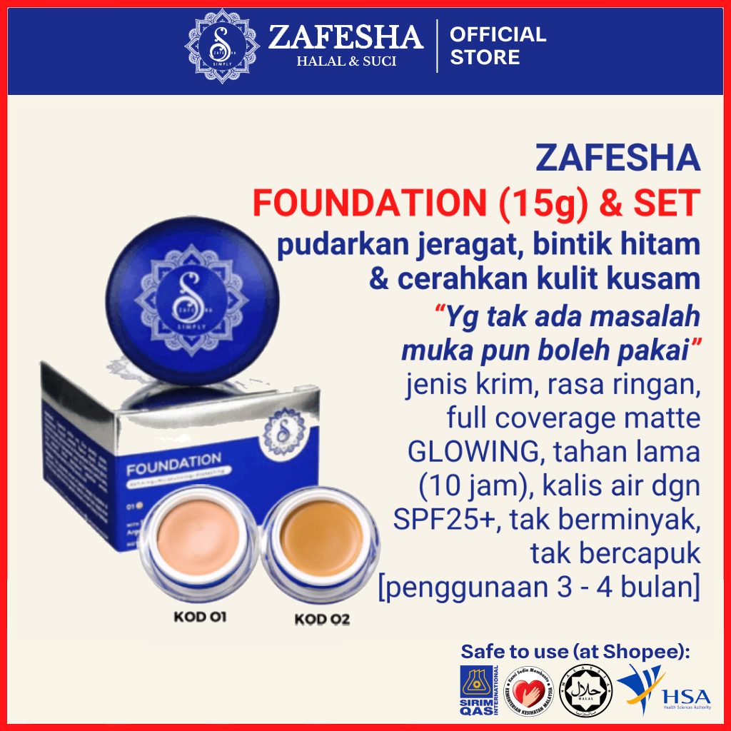 Zafesha Foundation Original HQ Krim Zafisha Zafeesha Zafesya Skincare ...