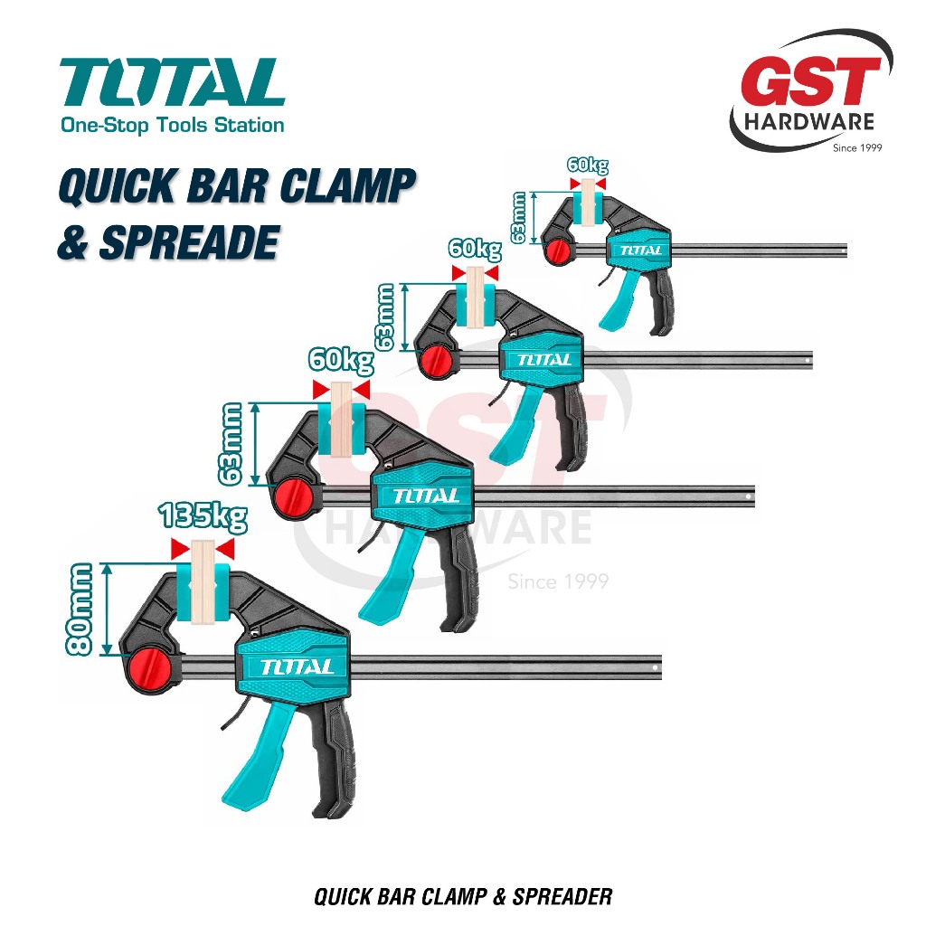 🔥 TOTAL Clamp 6"/12"/18"/24" Wood Clamp F Clamp For Wood Pengepit Kayu ...