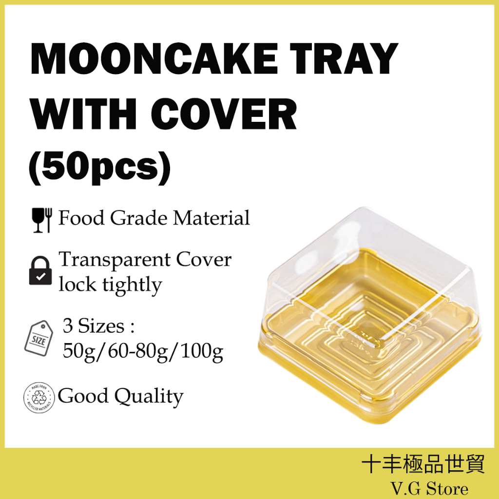 50 Pcs Transparent Plastic Mooncake Tray Mooncake Container Mooncake ...