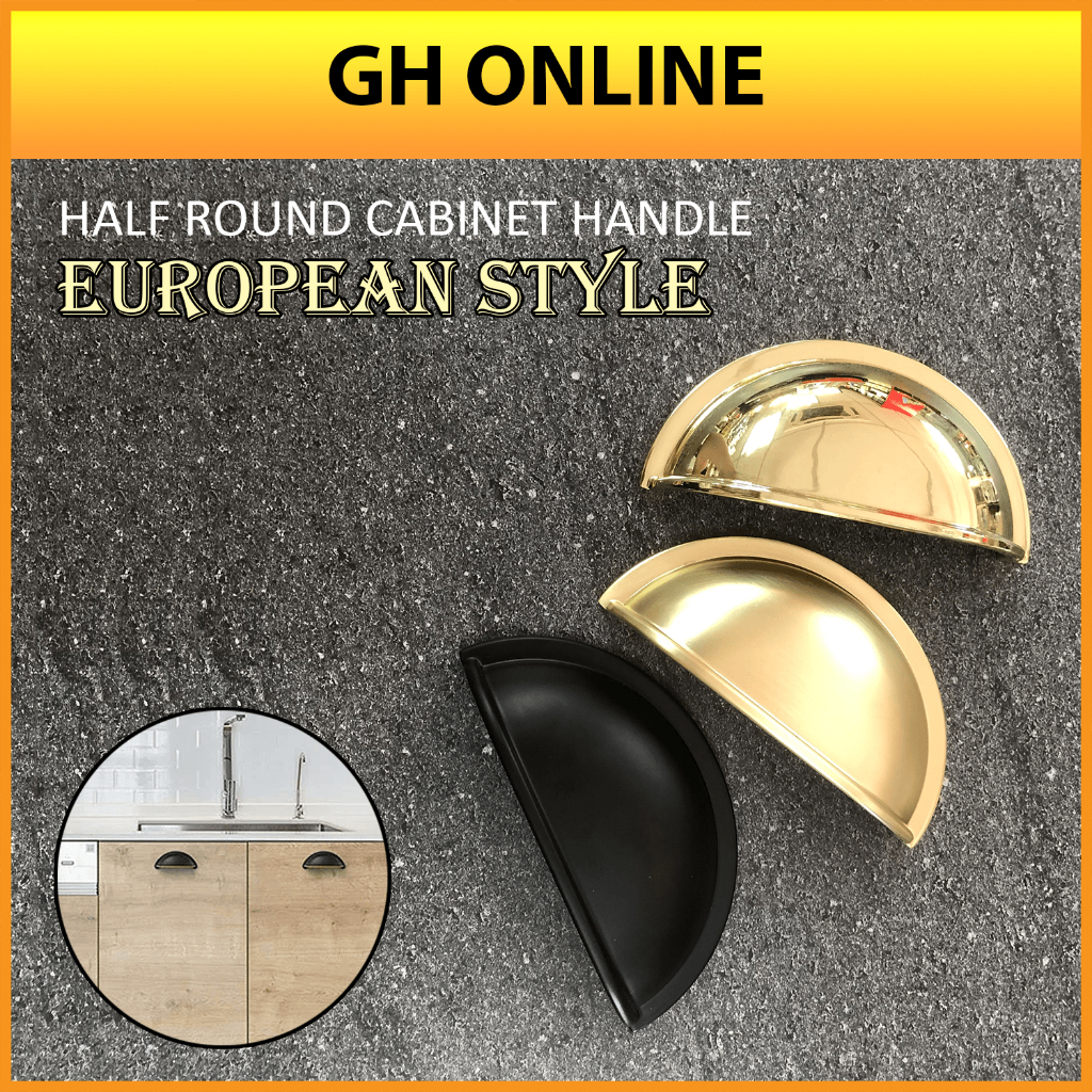 EUROPEAN STYLE HALF ROUND CABINET HANDLE POLISH GOLD HANDLE 333 READY ...