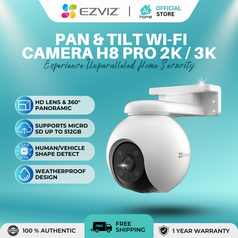 EZVIZ H8 PRO Pan & Tilt Wi-Fi Camera 2K & 3K Resolution AI Detection 30m Night Vision Two-Way ...